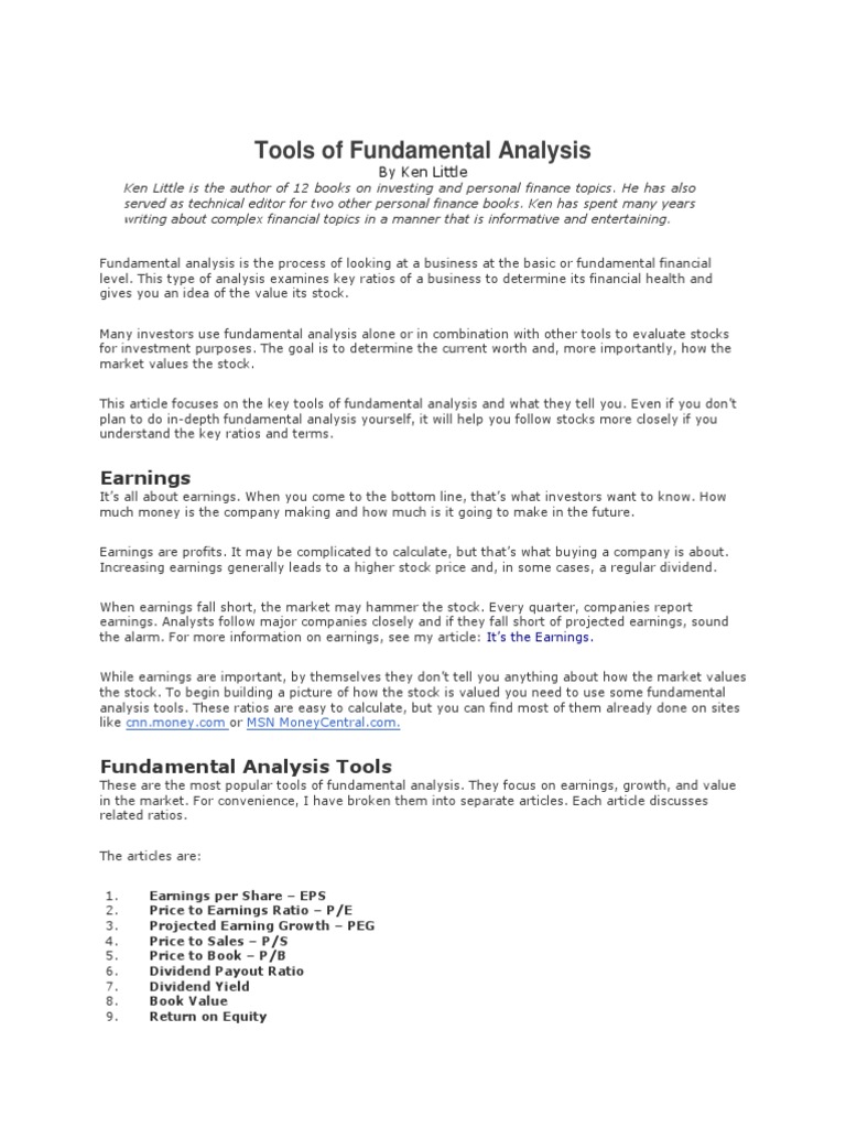 Fundamental Analysis Tools Explained | PDF