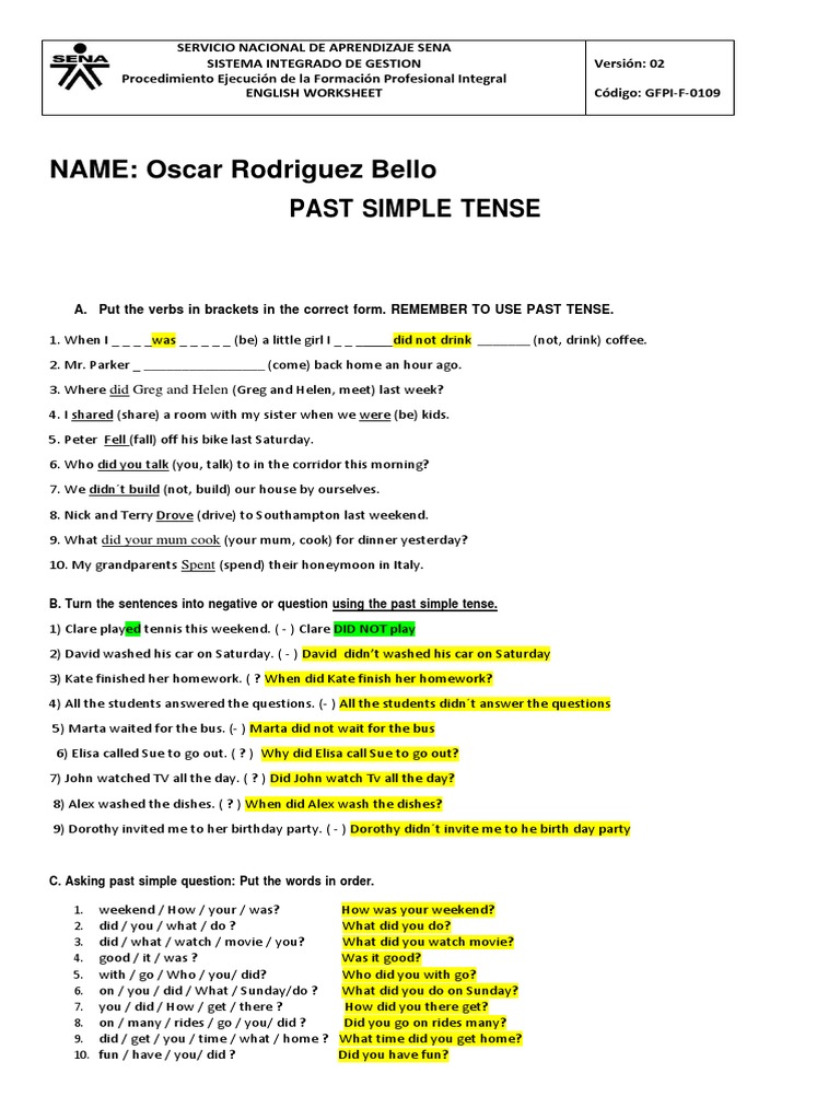 Homework, Past Simple | Download Free PDF | Linguistic Morphology | Grammar