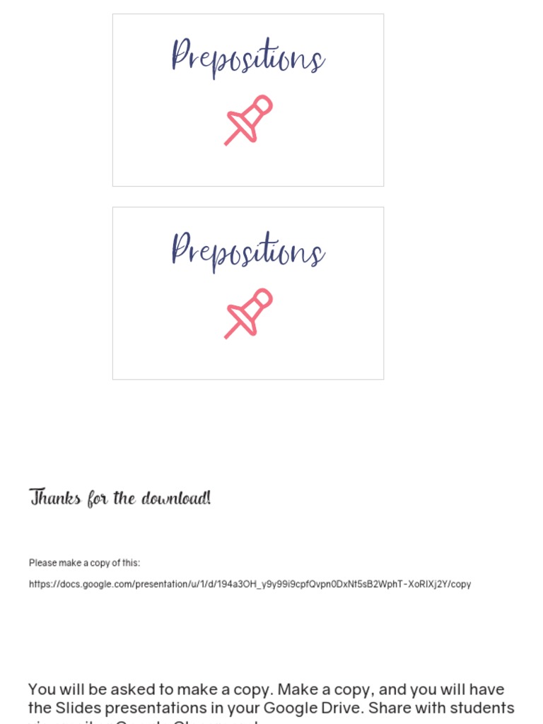 2 - Distance Learning Preposition Task Cards - Grammar Task Cards | PDF