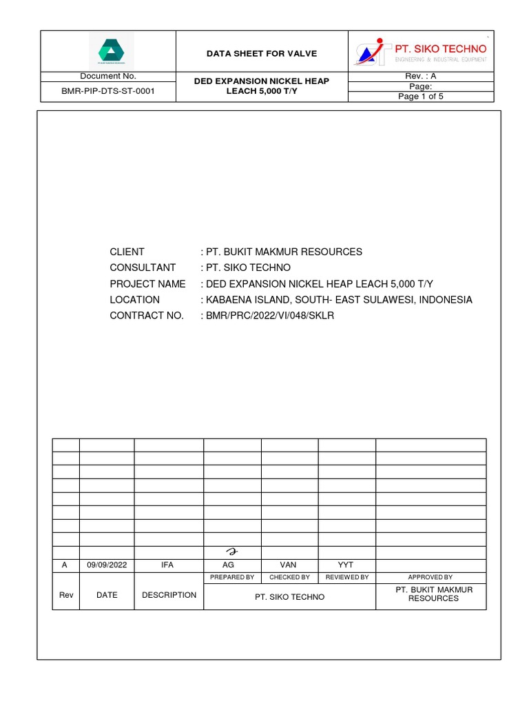 BMR-PIP-DTS-ST-0001 DATA SHEET FOR VALVE Rev. A | PDF | Valve | Pipe ...