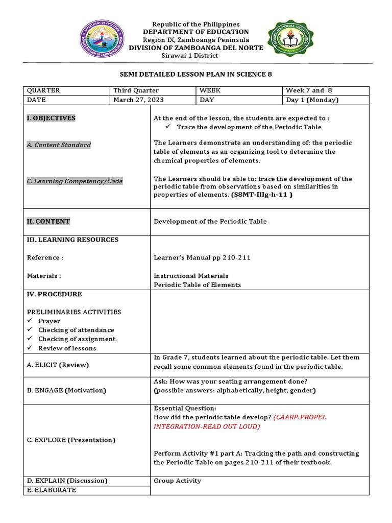 Department of Education Division of Zamboanga Del Norte: A. Content ...