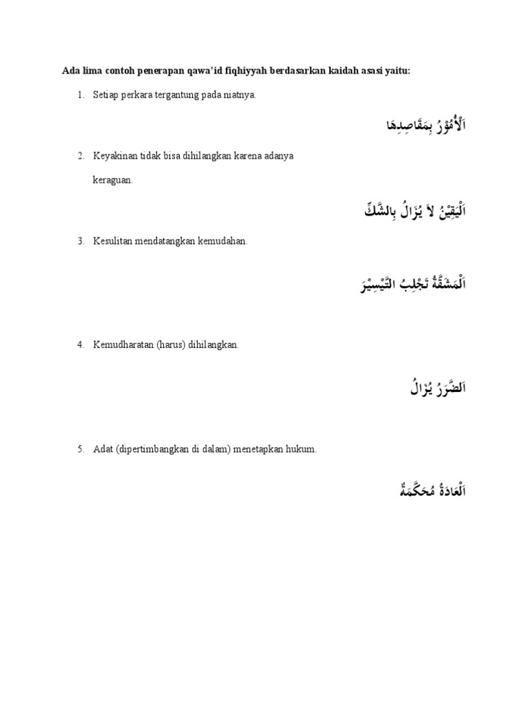 Contoh Penerapan Qawa’id Fiqhiyyah | PDF