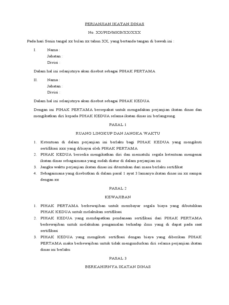 Perjanjian Ikatan Dinas | PDF