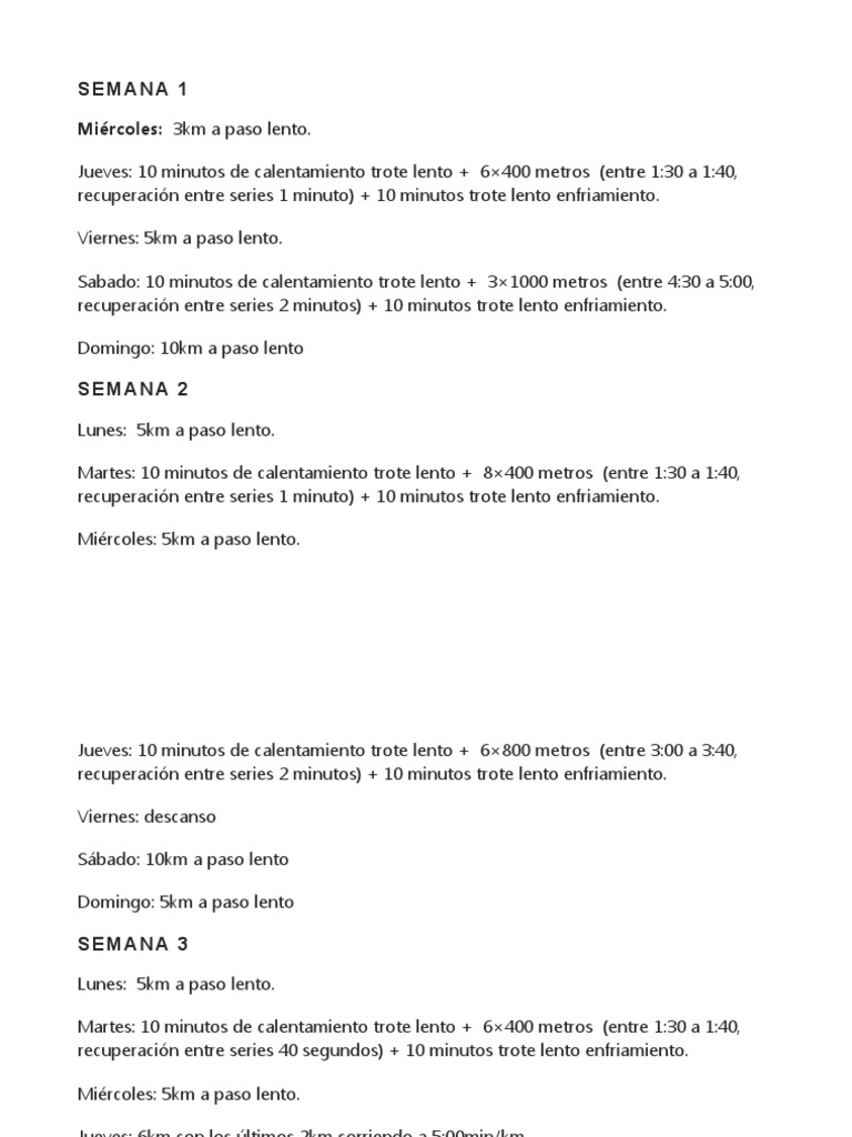 Entrenamiento 5 K | PDF