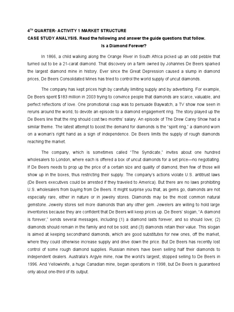 Econ Activity 1 Market Structure | PDF | Diamond | Business