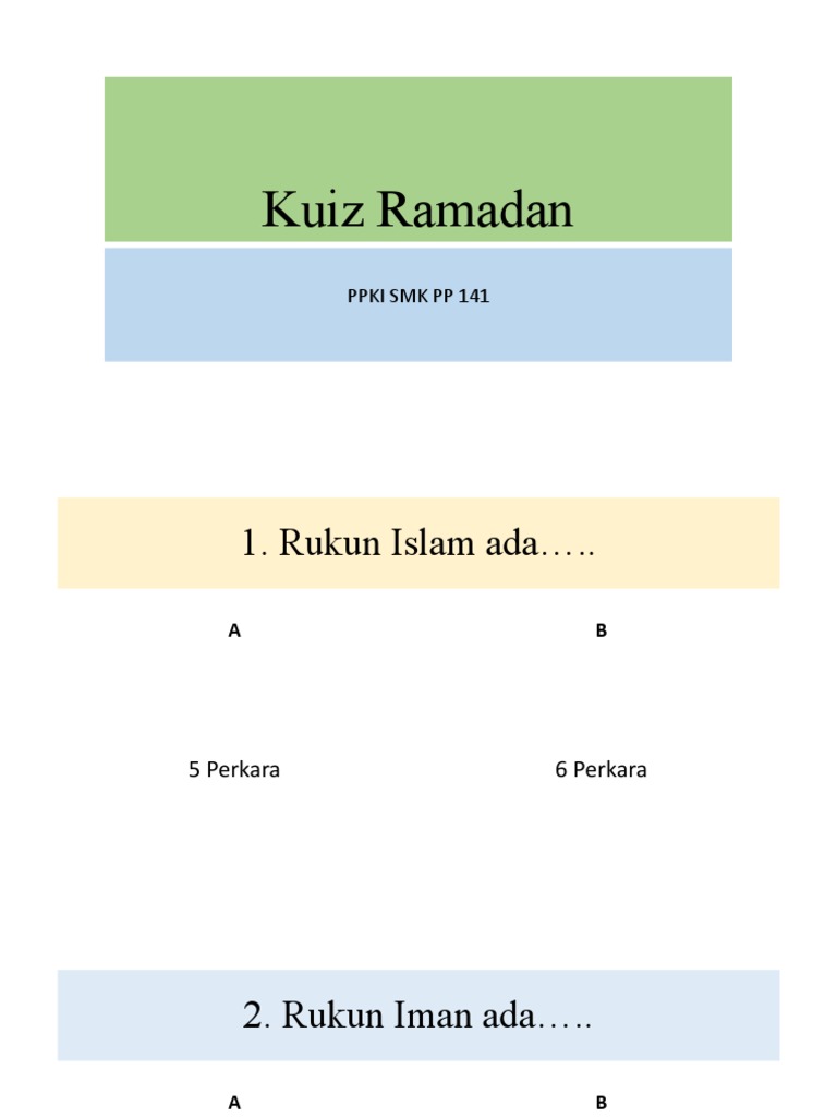 Kuiz Ramadan: Ppki SMK PP 141 | PDF