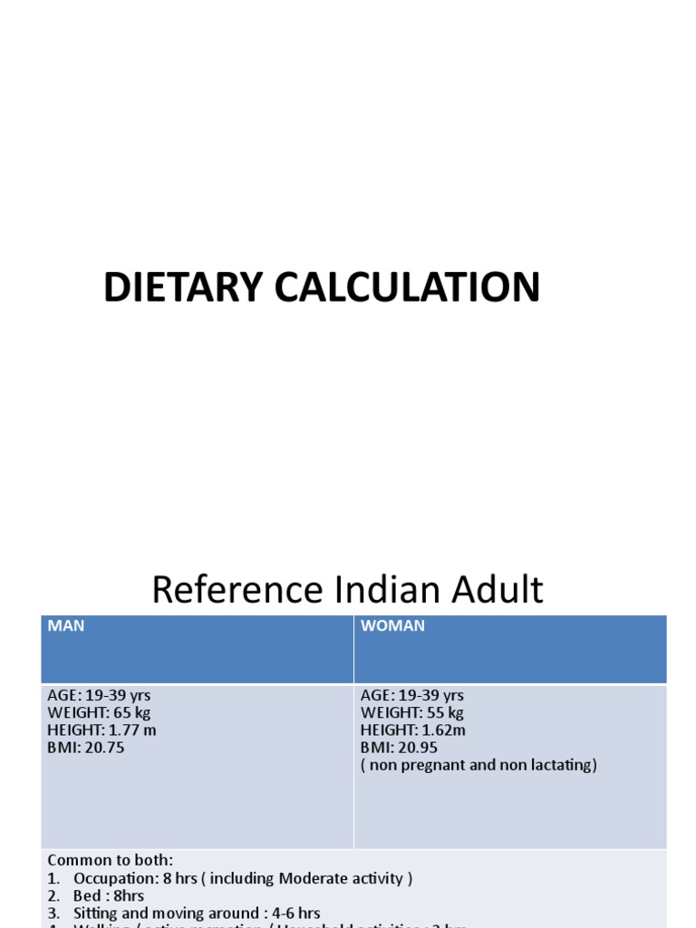 Dietary Calculation | PDF | Nutrients | Calorie