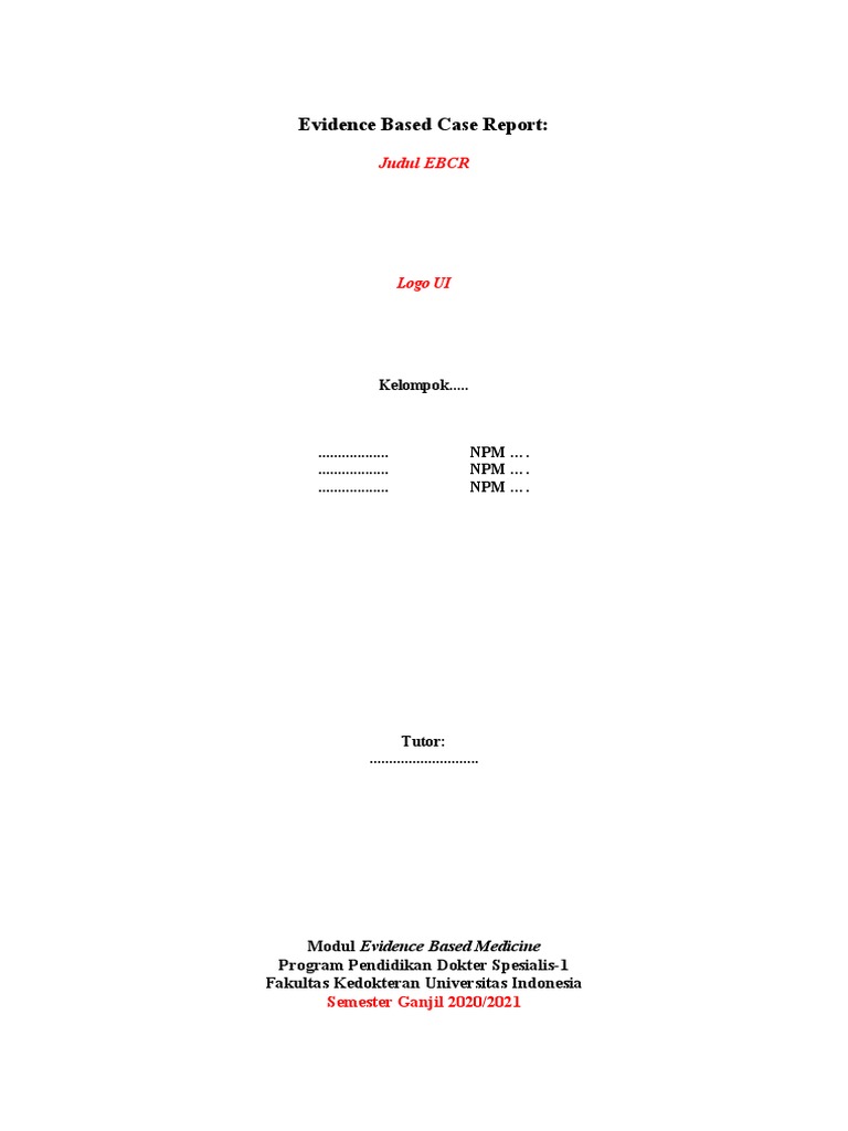 Evidence Based Case Report:: Judul EBCR | PDF | Sains & Matematika