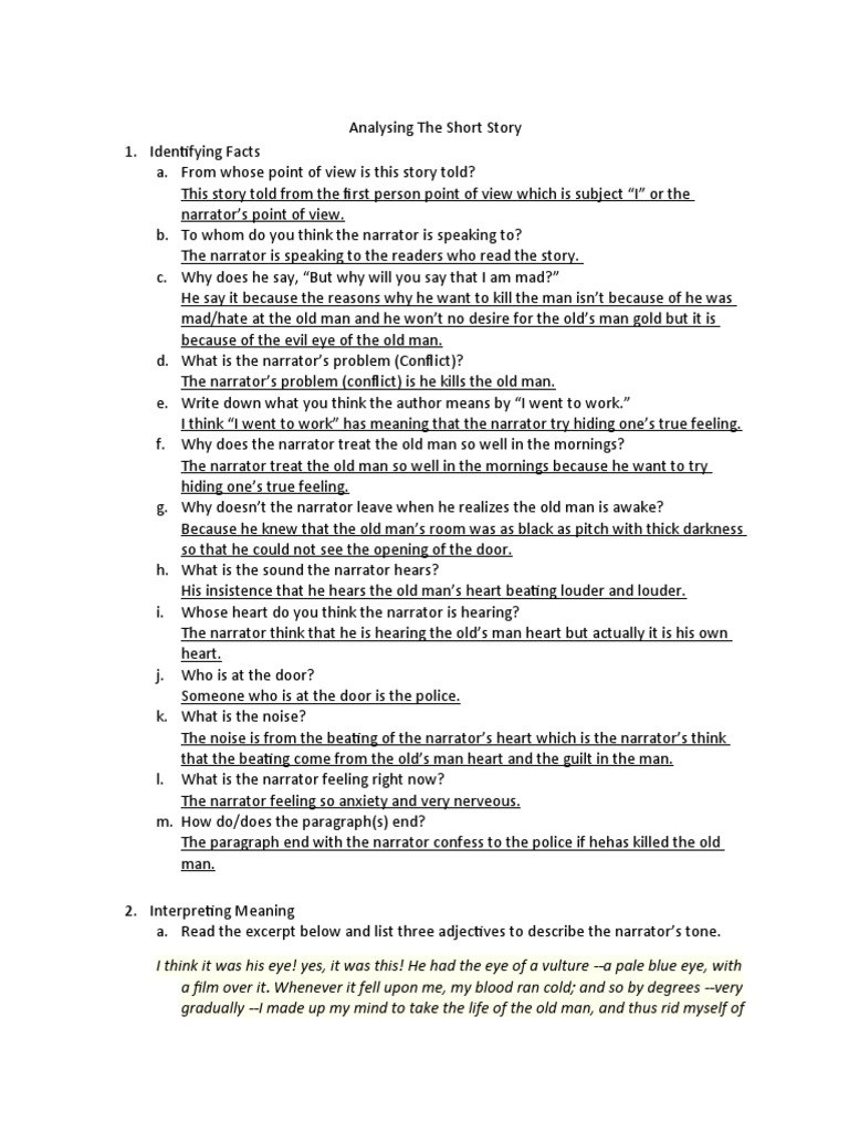 A Study in Tone: An Analysis of a Narrator's Changing Emotions in "The ...