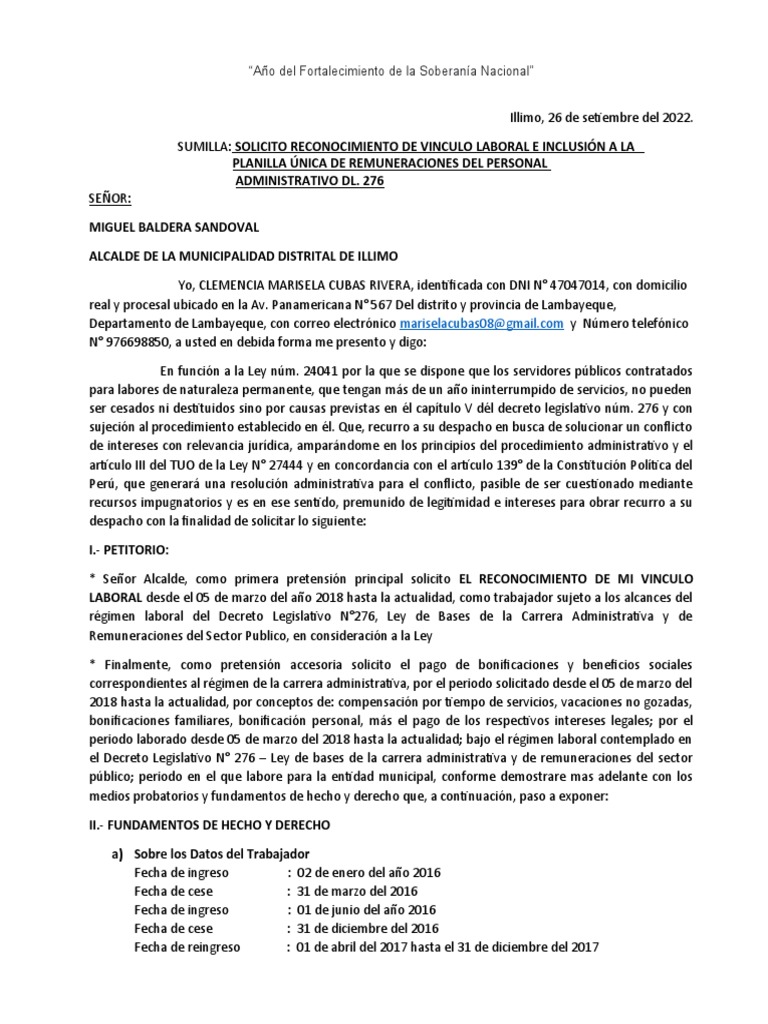 RECONOCIMIENTO DE VINCULO LABORAL - Marisela 22 | PDF | Derecho laboral | Justicia