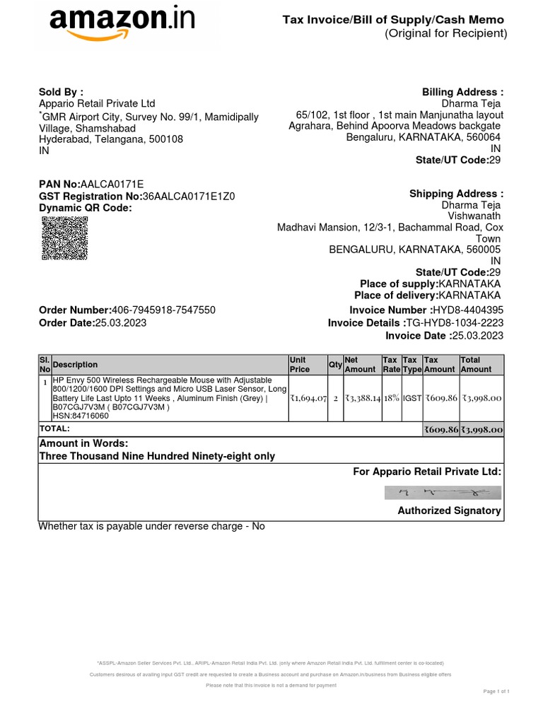 HP Mouse | Download Free PDF | Invoice | Taxes