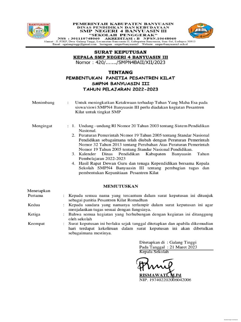 SK Pesantren Kilat | PDF