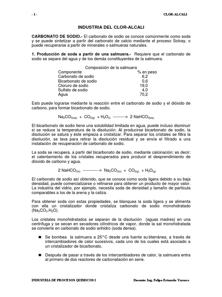 Clor-Alcali-Ipq | PDF | Hidróxido de sodio | Carbonato de sodio