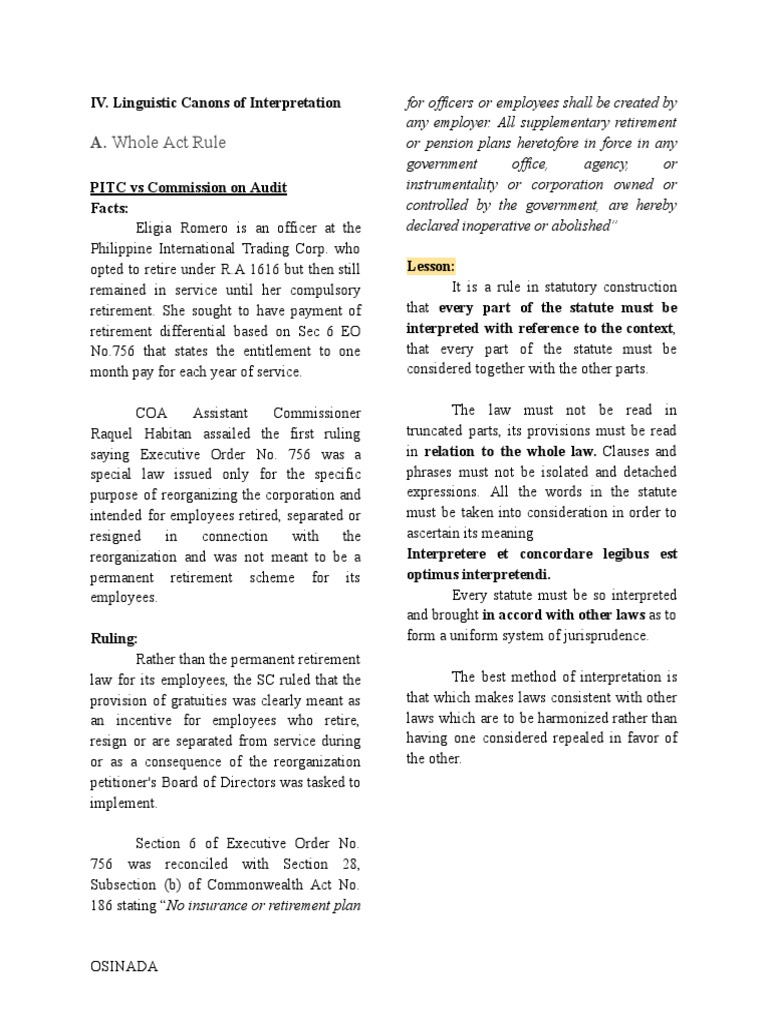(Stat Con) LINGUISTIC CANONS OF INTERPRETATION | PDF | Statutory ...