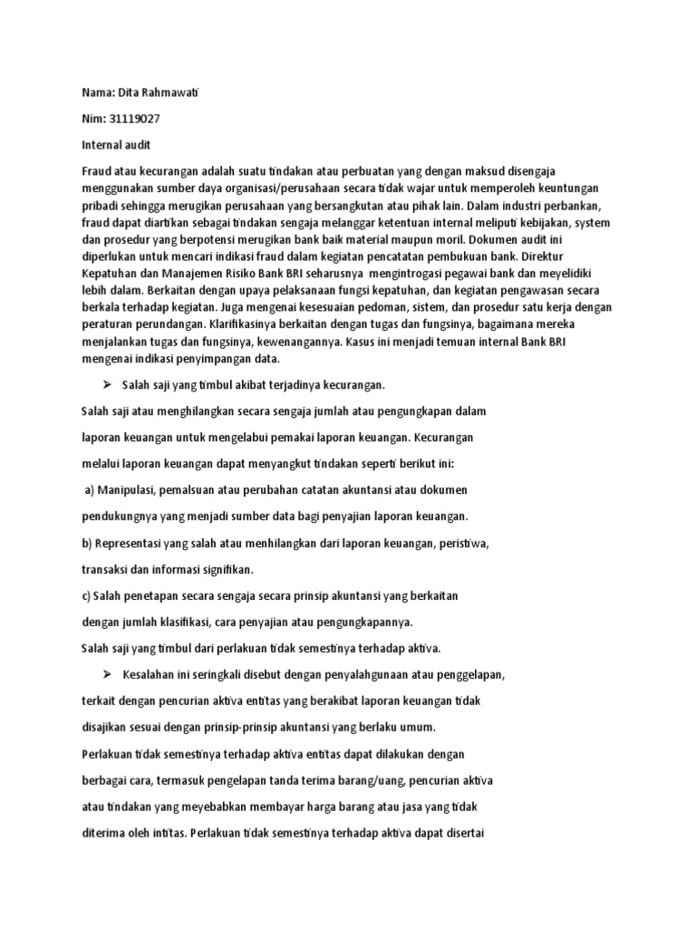 Dita Rahmawati 31119027 - Kuis Internal Audit | PDF