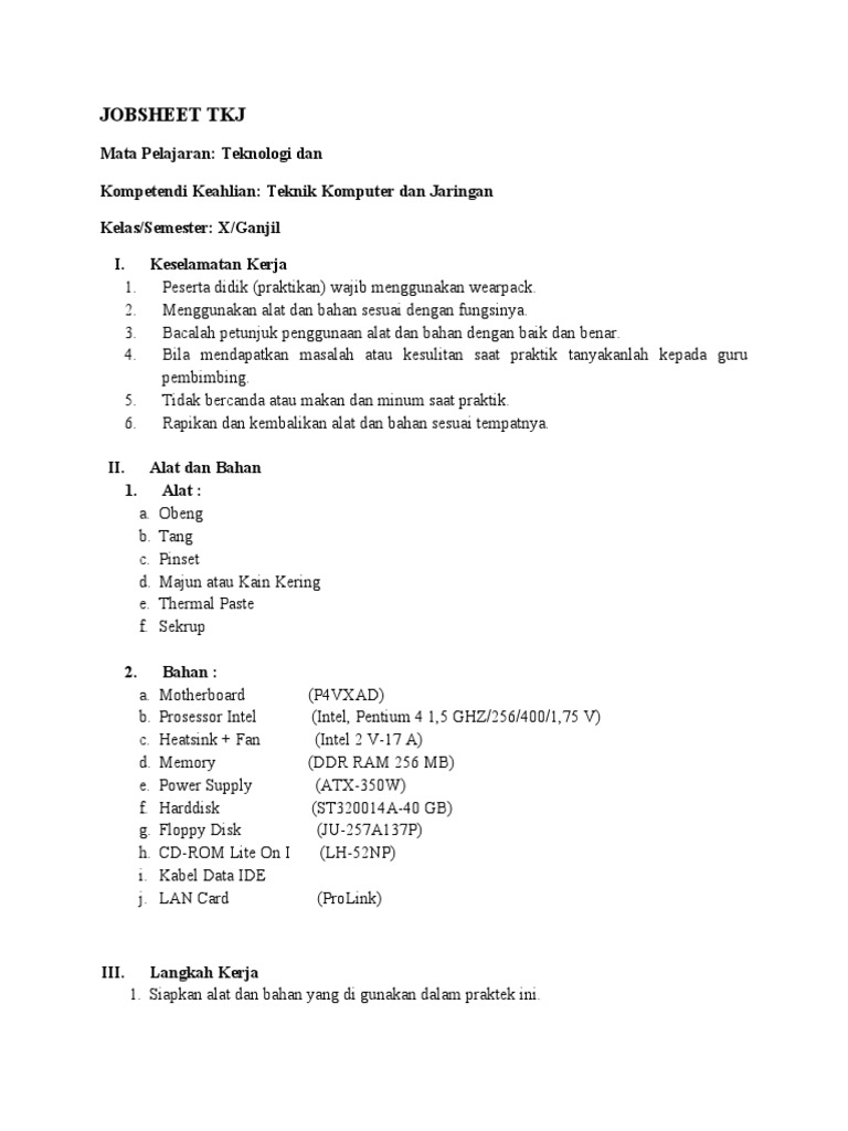 JOBSHEET TKJ Print Salinan | PDF | Komputer