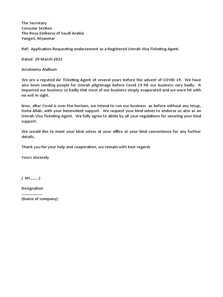 Umrah Request For Saudi | PDF | Business