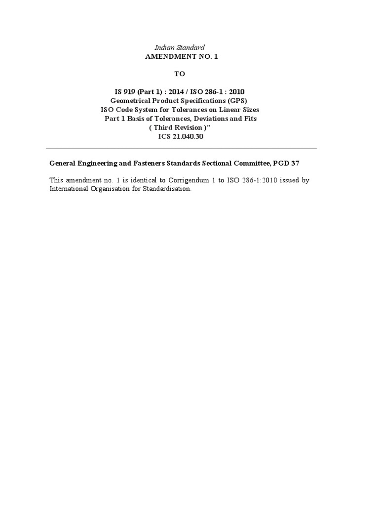 TO IS 919 (Part 1) : 2014 / ISO 286-1: 2010 | PDF