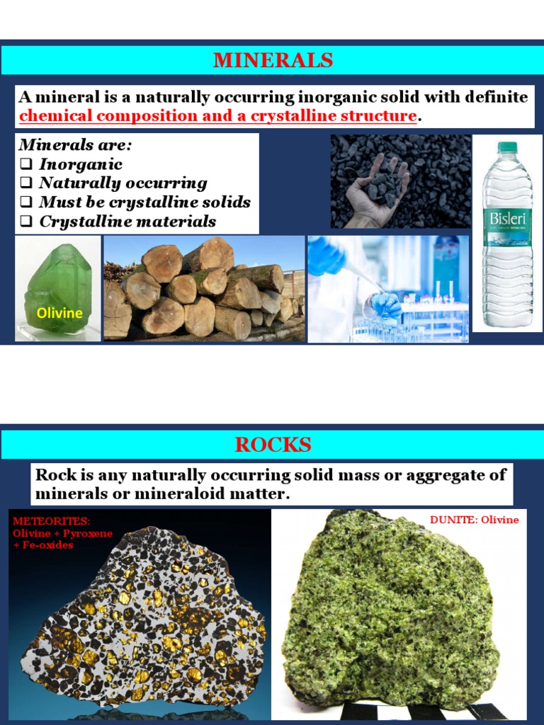 Minerals: A Mineral Is A Naturally Occurring Inorganic Solid With ...