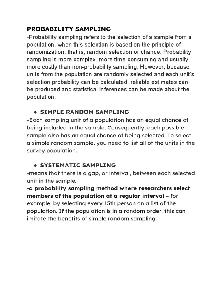 Research (Third Quarter) | PDF | Sampling (Statistics) | Stratified Sampling