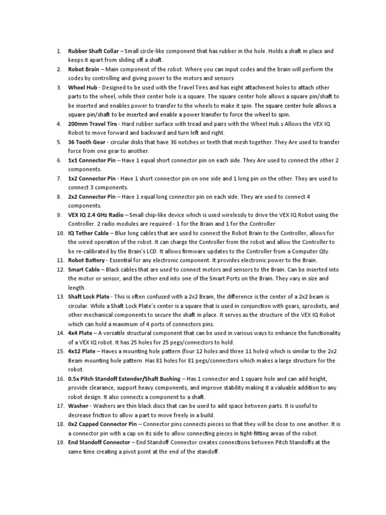 VEX IQ Components | PDF | Electrical Connector | Gear