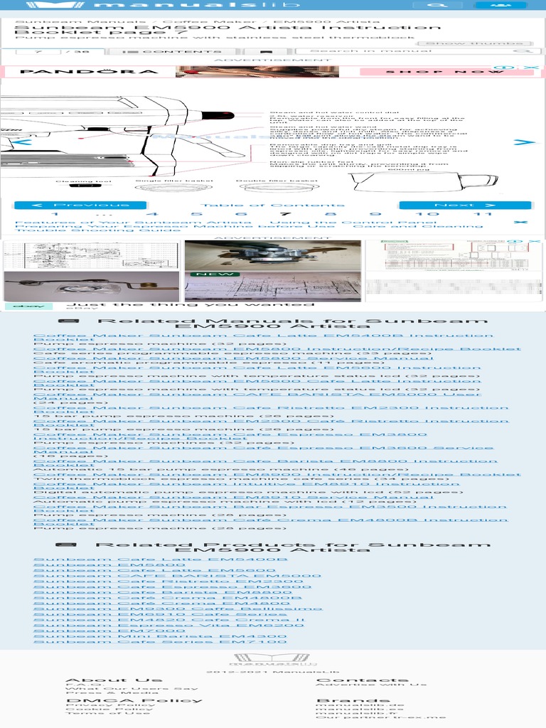 Sunbeam EM5900 Artista Instruction Booklet (Page | PDF | Coffeehouse ...