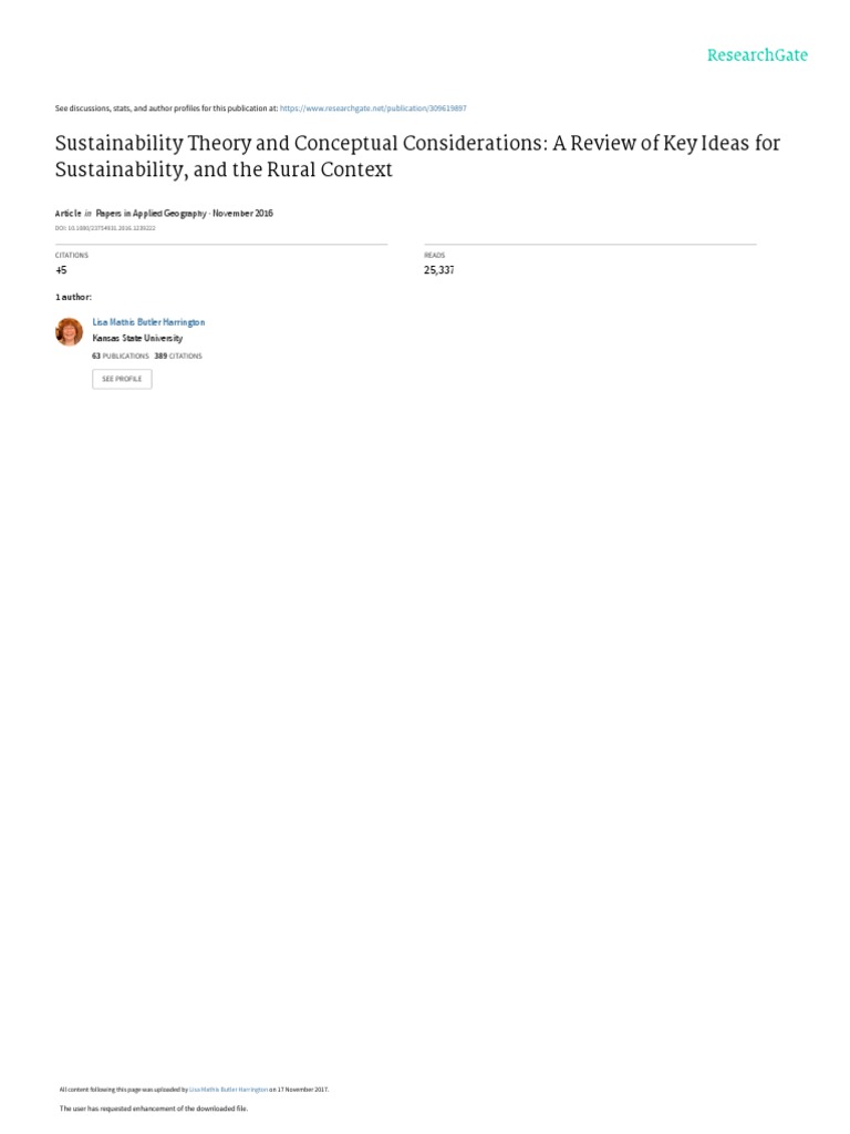 Sustainability Theory and Conceptual Considerations: A Review of Key ...
