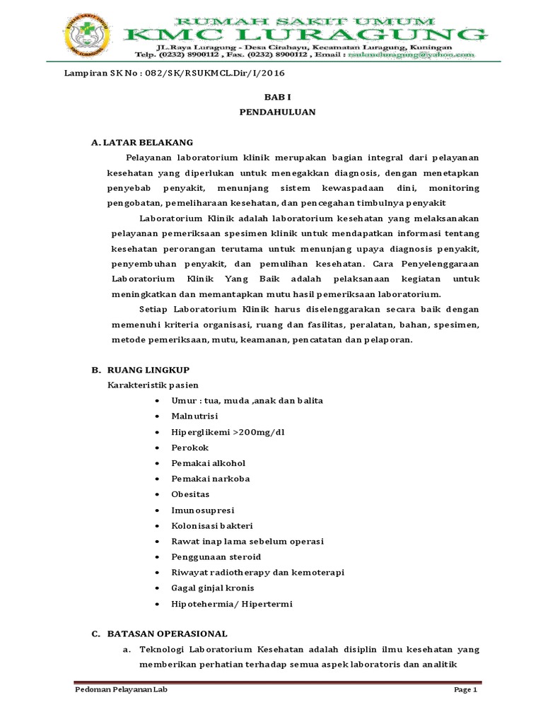 Standar Pelayanan Laboratorium Klinik | PDF | Sains & Matematika