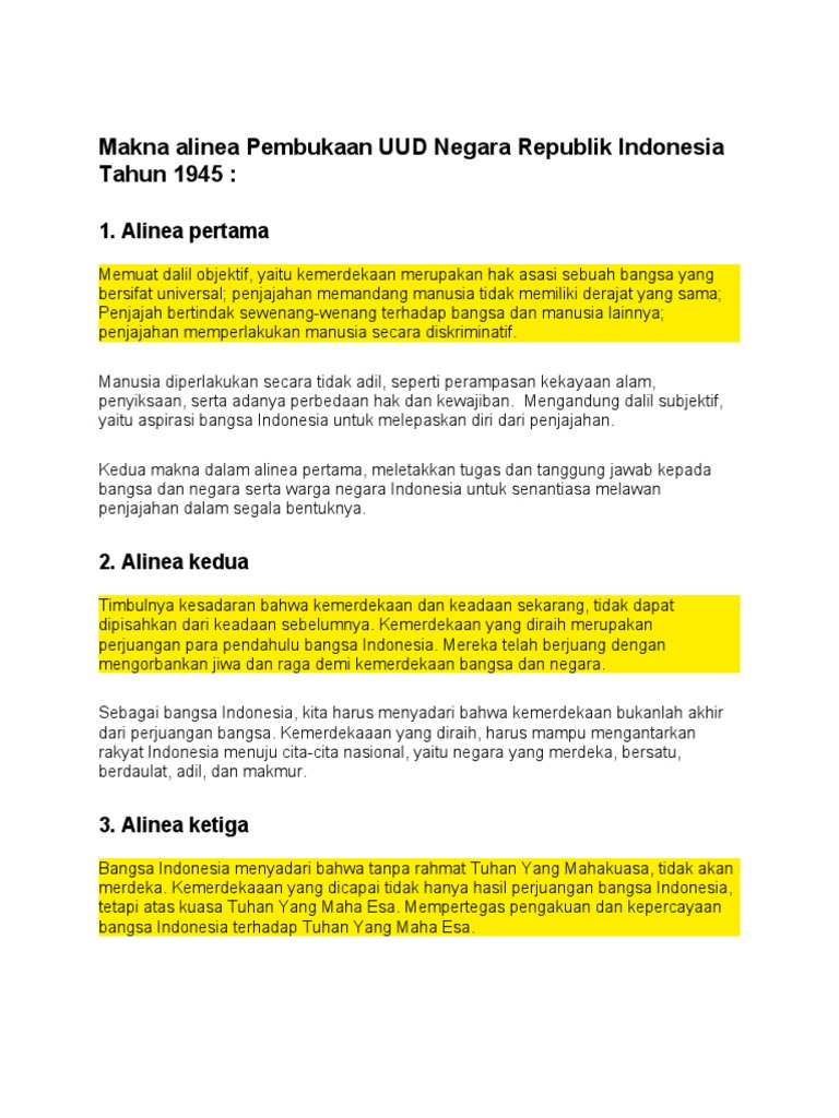 Makna alinea Pembukaan UUD Negara Republik Indonesia Tahun 1945 PDF