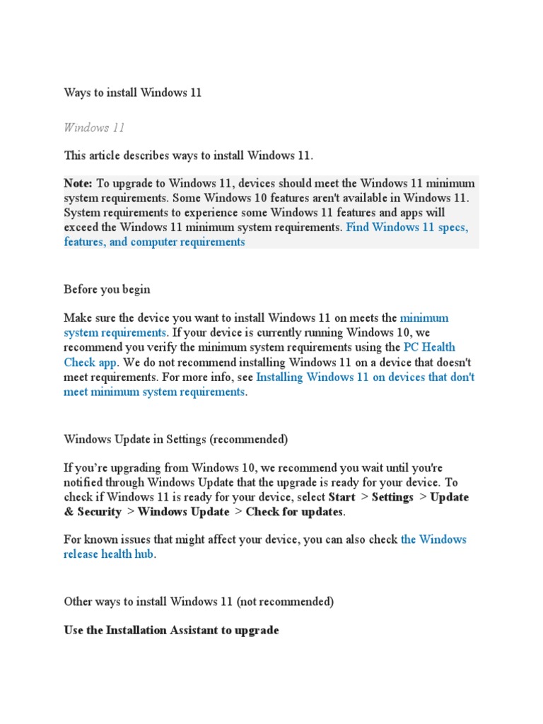 Ways To Install Windows 11 | PDF | Windows 10 | Microsoft Windows