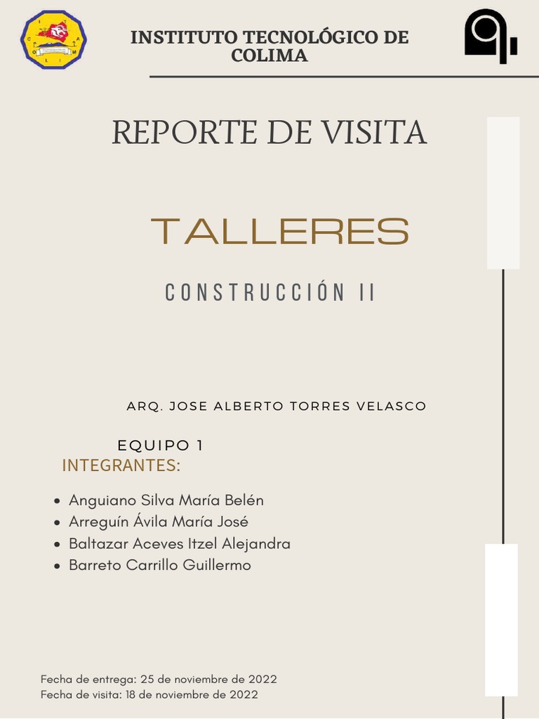 Reporte de Visita Talleres - Equipo 1 | PDF | Cemento | Tornillo
