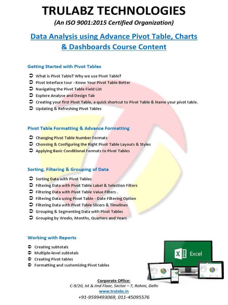 Advanced Pivot Tables & Dashboards Course | PDF | Information Retrieval ...