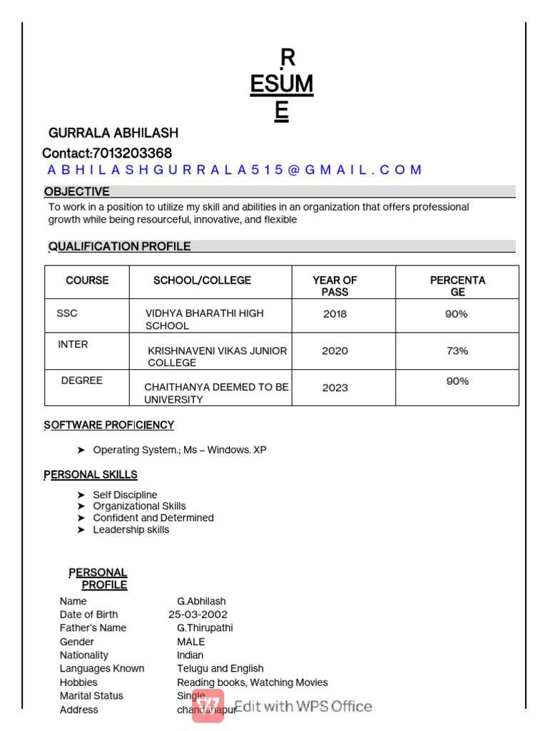 R Esum E: Gurrala Abhilash Contact:7013203368 | PDF