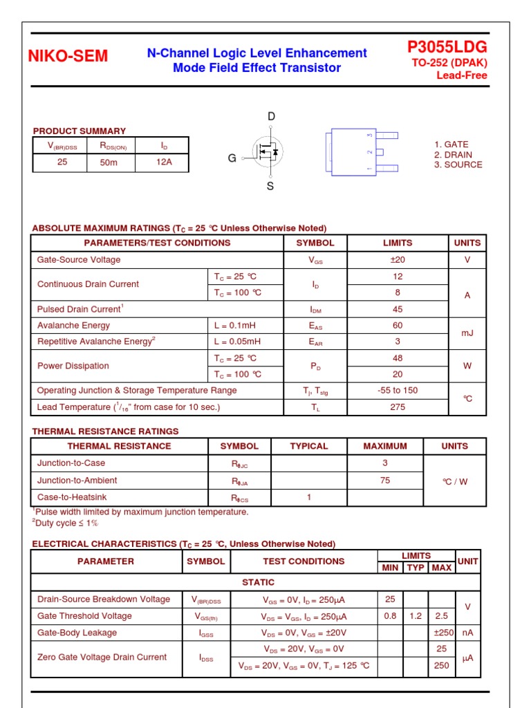 p3055ldg - Source Drain Diode - HP | PDF