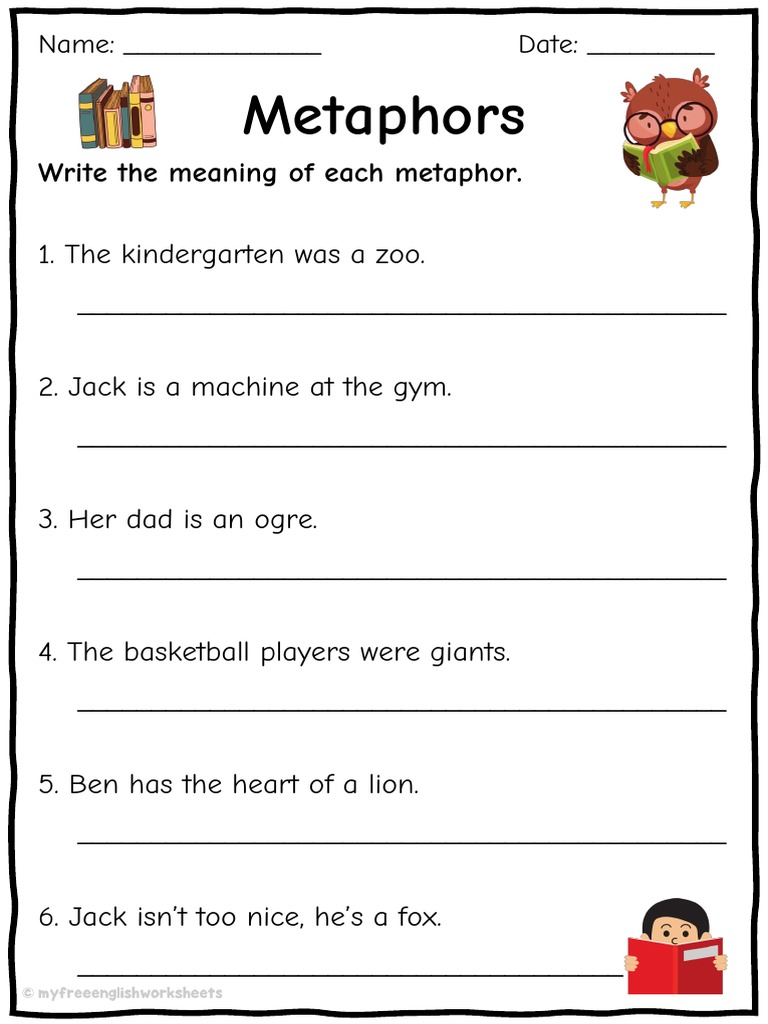 Metaphor Worksheet 3 Metaphor Meaning | PDF | Sports & Recreation