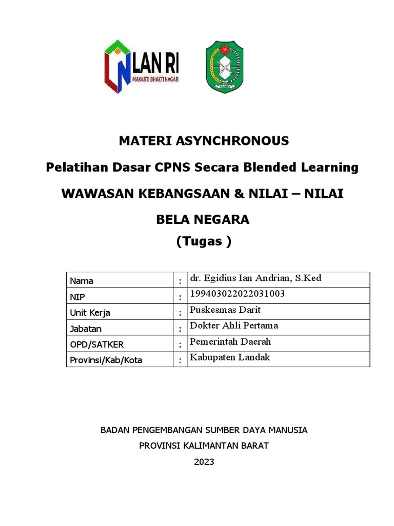 Tugas Wawasan Kebangsaan & Nilai - Nilai Bela Negara - Dr. Egidius Ian ...