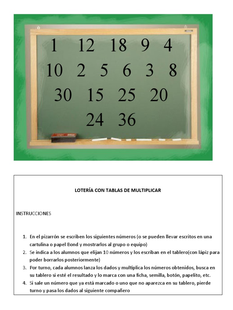 Lotería Con Tablas de Multiplicar | PDF