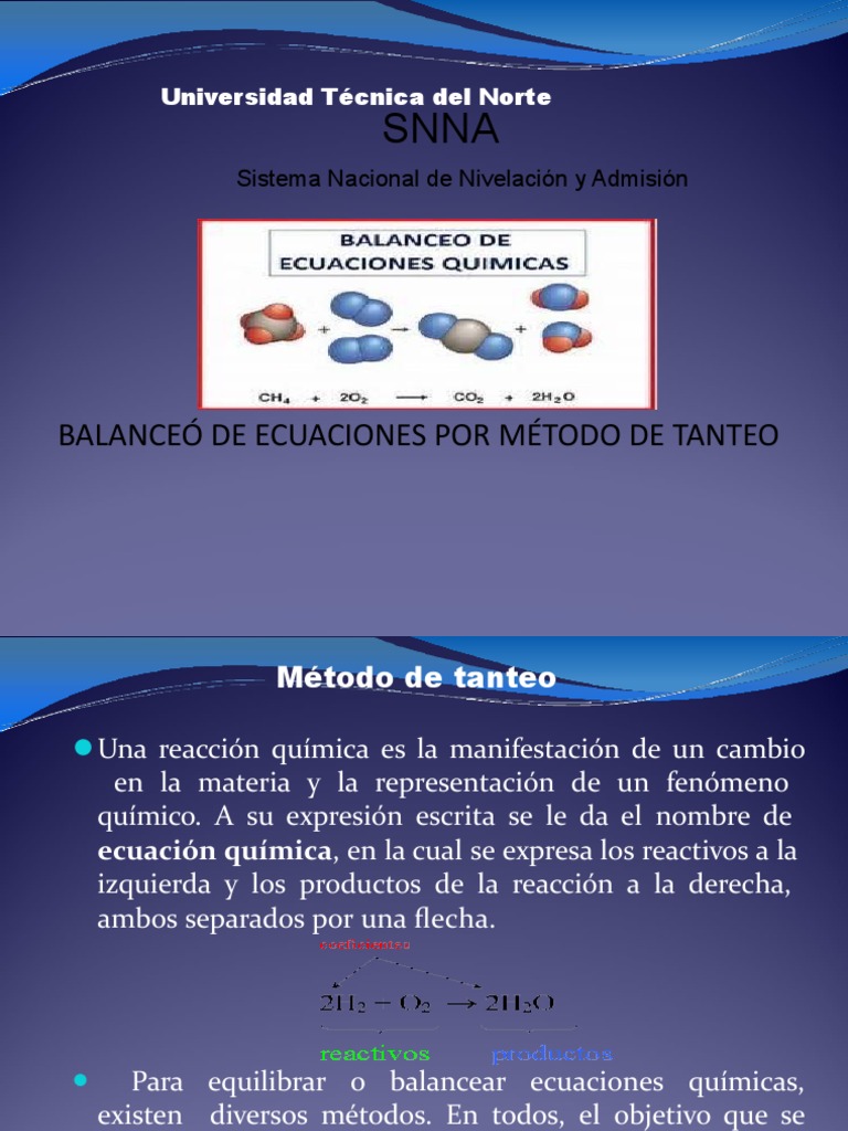 Balanceo de Ecuaciones por Tanteo | PDF | Química | Reacciones químicas