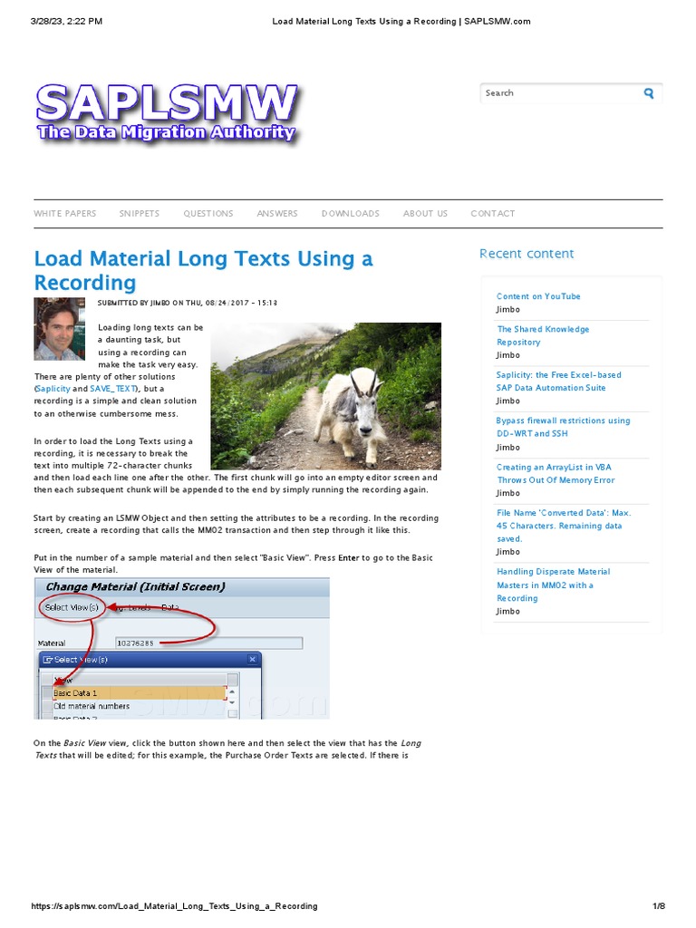 Load Material Long Texts Using A Recording | PDF | Microsoft Access ...
