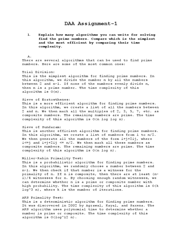 DAA Assignment-1 | Download Free PDF | Time Complexity | Algorithms