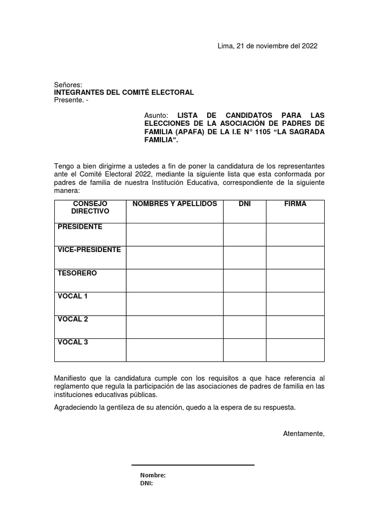Modelo de Solicitud de Apafa | PDF
