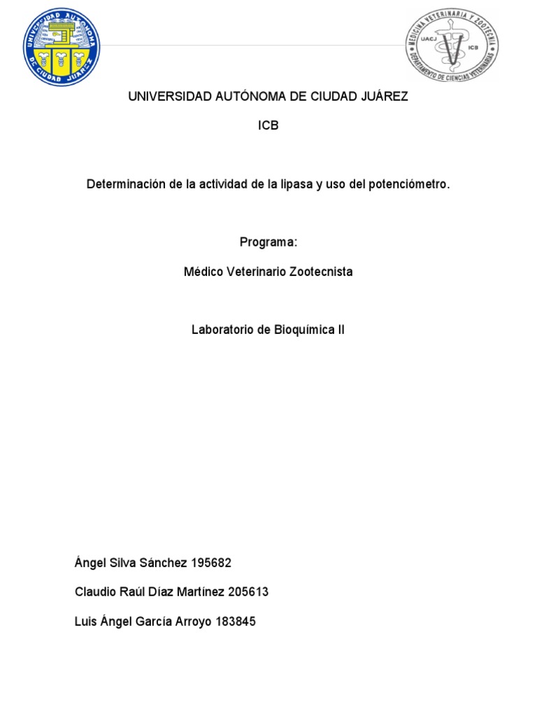Practica 5 Determinación de La Actividad de La Lipasa y Uso Del Potenciómetro. | PDF | Bilis ...