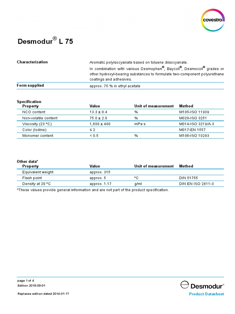 Desmodur L75: Characterization | PDF | Medical Device | Materials