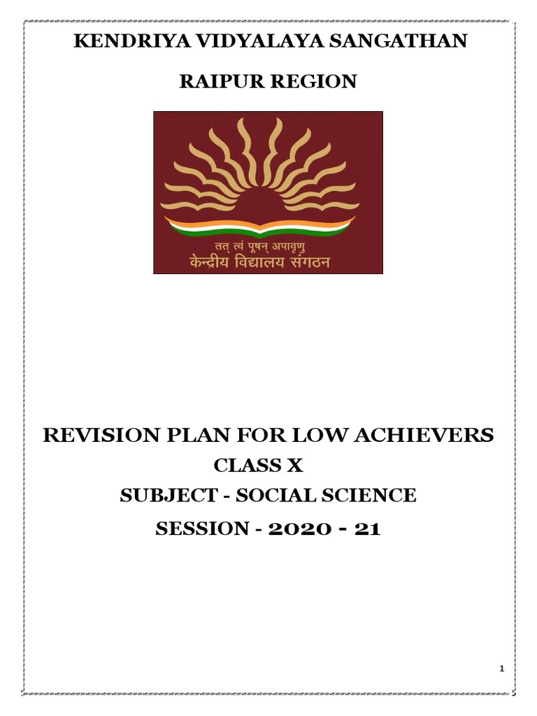 Revision Plan for Low Achievers: Class X | PDF | German Empire ...