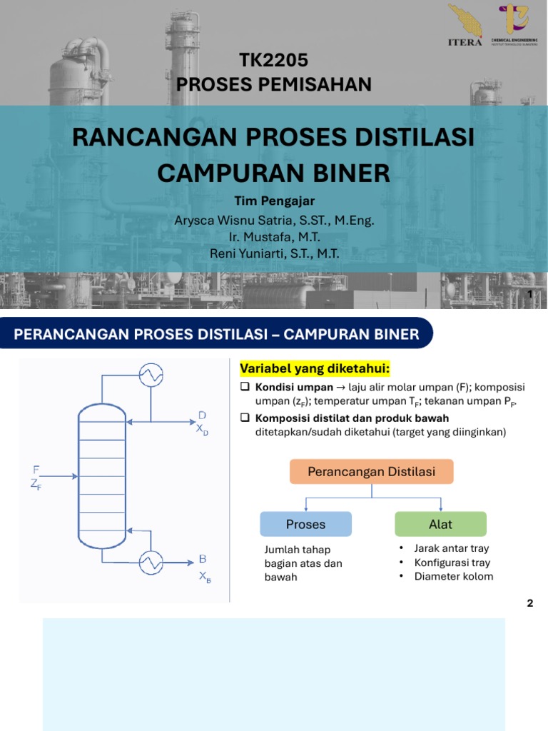 Rancangan Proses Distilasi Campuran Biner | PDF