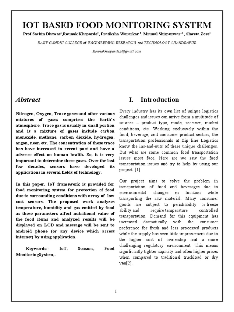 Research Paper On IOT Based Food Monitoring System Updated | PDF ...