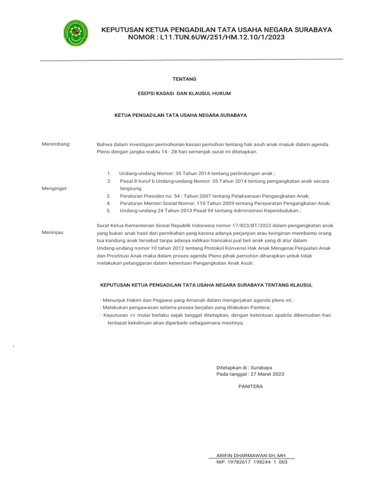 Contoh Surat PTUN | PDF