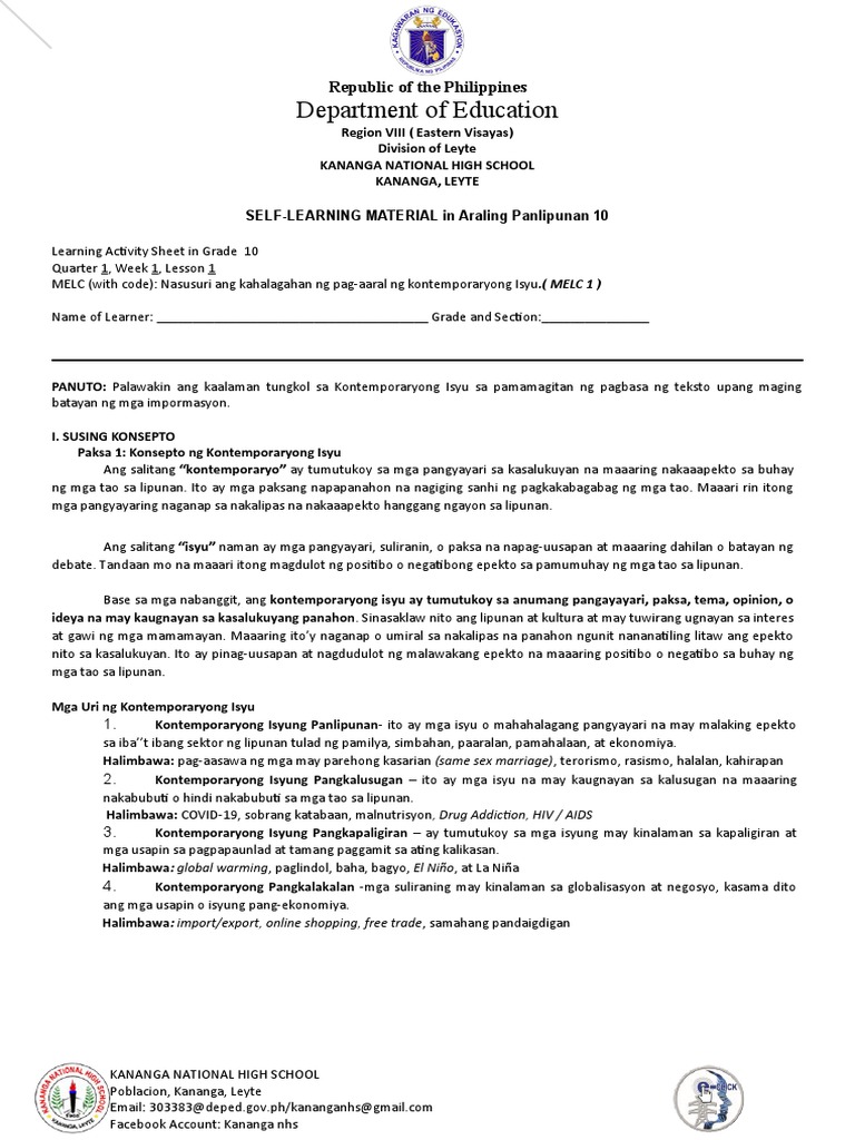 AP 10 LAS Quarter 1&2 | PDF