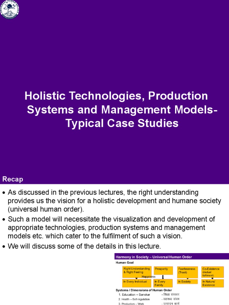 Holistic Technologies, Production Systems and Management Models-Typical Case Studies | PDF ...