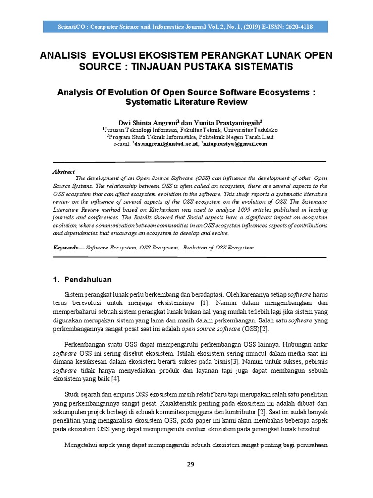 Analisis Evolusi Ekosistem Perangkat Lunak Open So | PDF